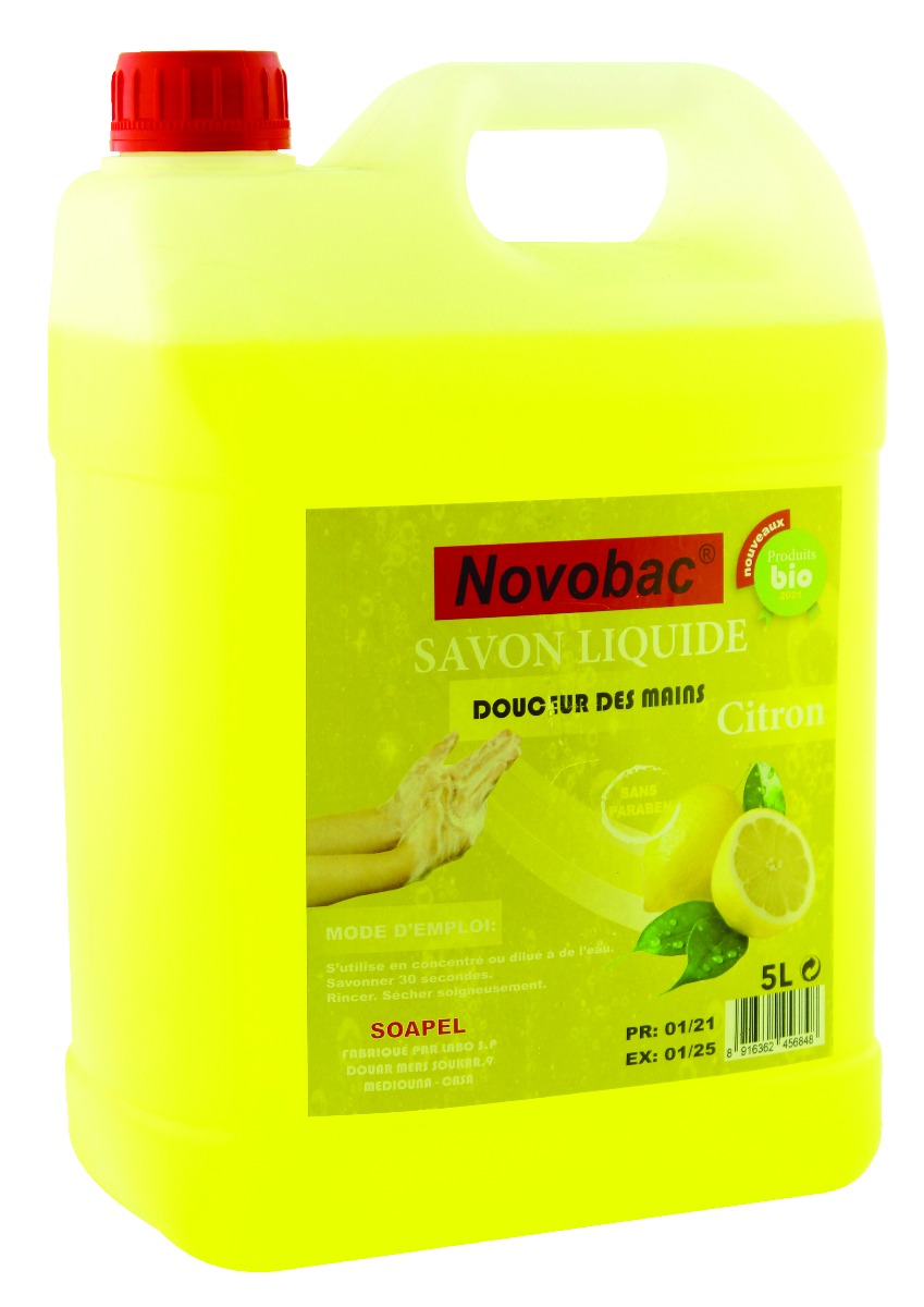 SAVON-LIQUIDE-NOVOBAC -SANS PARABEN 5L -CITRON