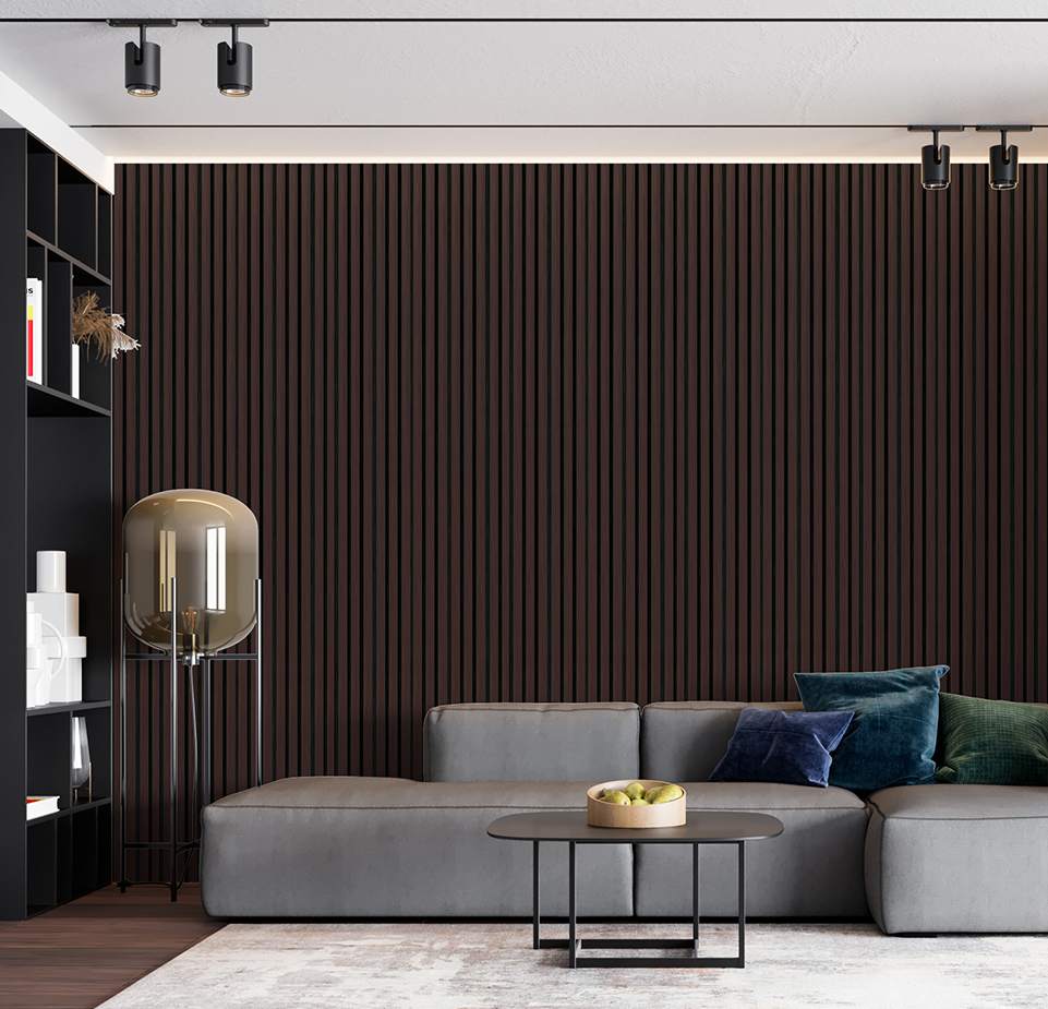 PANNEAU MURAL EN BARDAGE WP09 MDF 1080 NOYER FONCE 145*2800*18MM