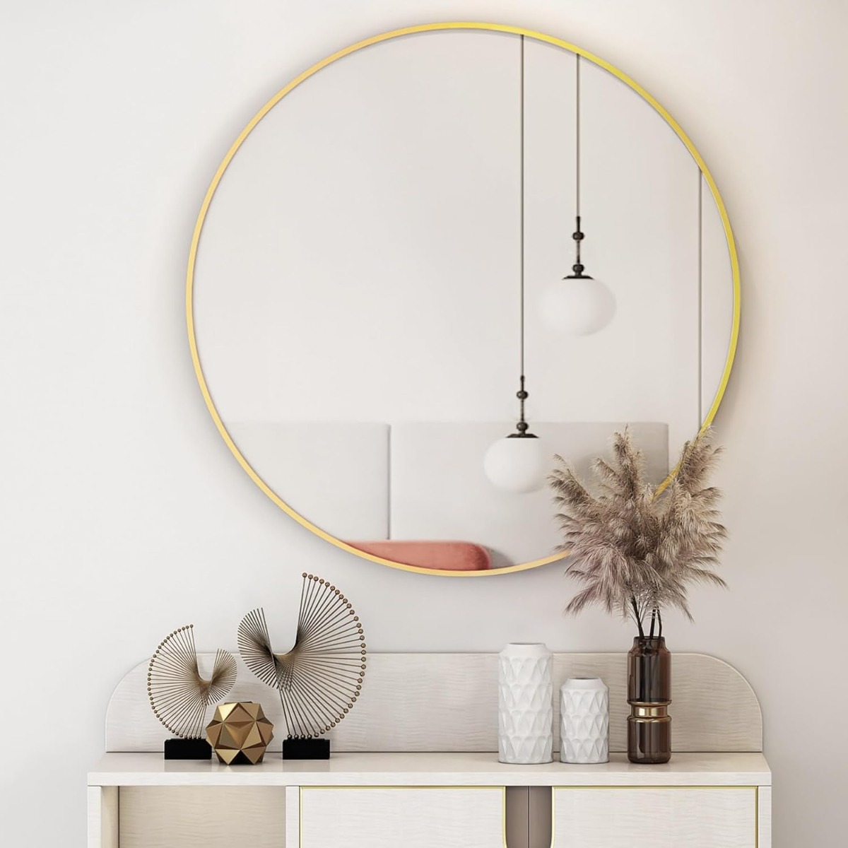 MIROIR A SUSPENDRE ROND DORÉ 60CM VES-4681