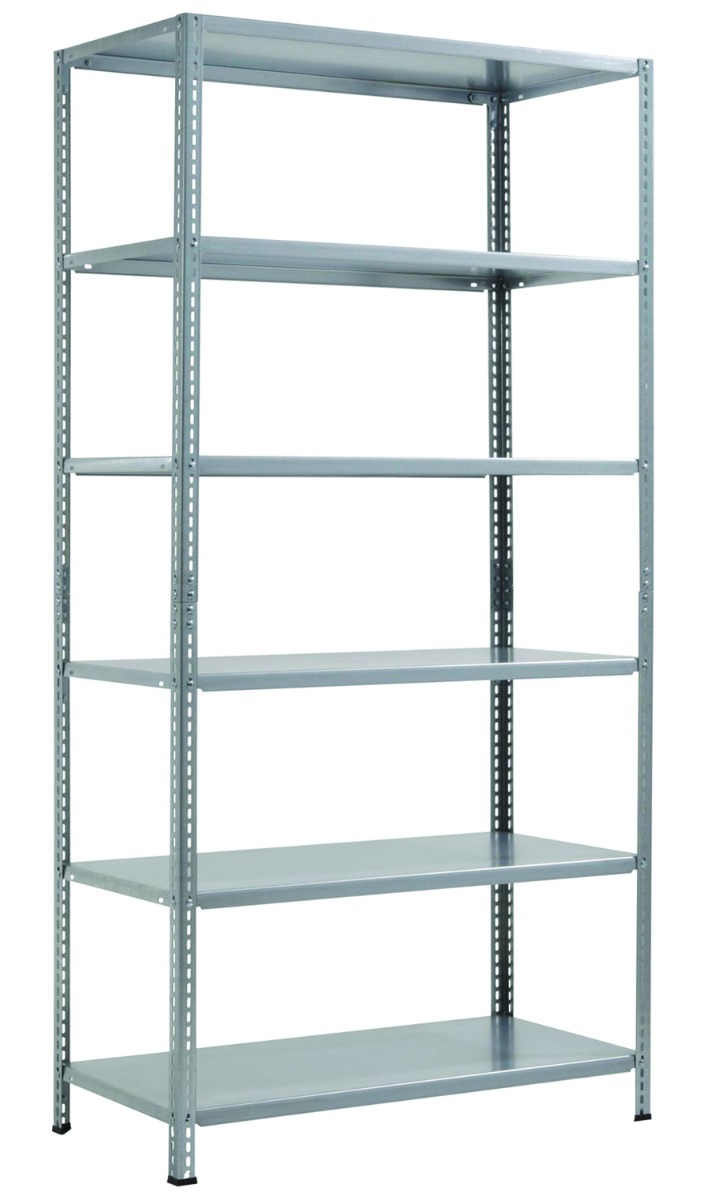 KIT RAYONNAGE GRIS H2500XL940XP400MM AVEC 6 ETAGERES CAP.105KG