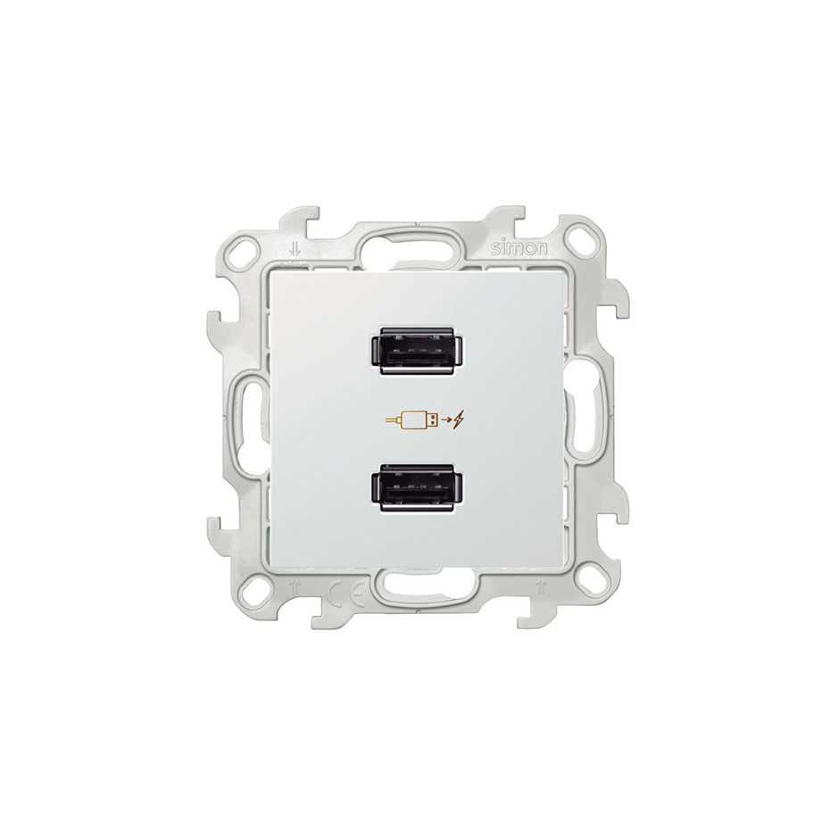 Chargeur double USB 2,4 A 230 V connexion à vis blanc Simon 24 Harmonie