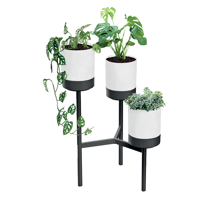 SET DE 3 POTS DE FLEURS BLOOMIE AVEC SUPPORT 3 PIEDS